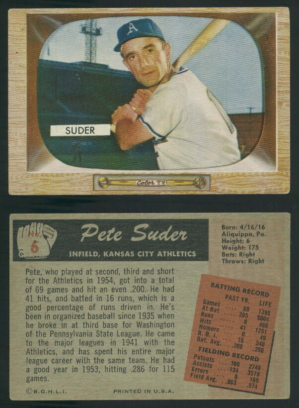 (67119) 1955 Bowman 6 Pete Suder Athletics-VG | eBay