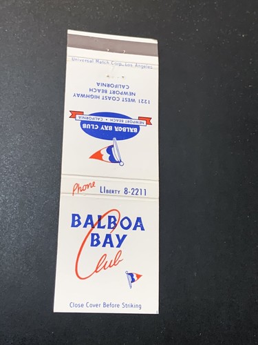 Vintage California Matchbook “Balboa Bay Club” Newport Beach | eBay