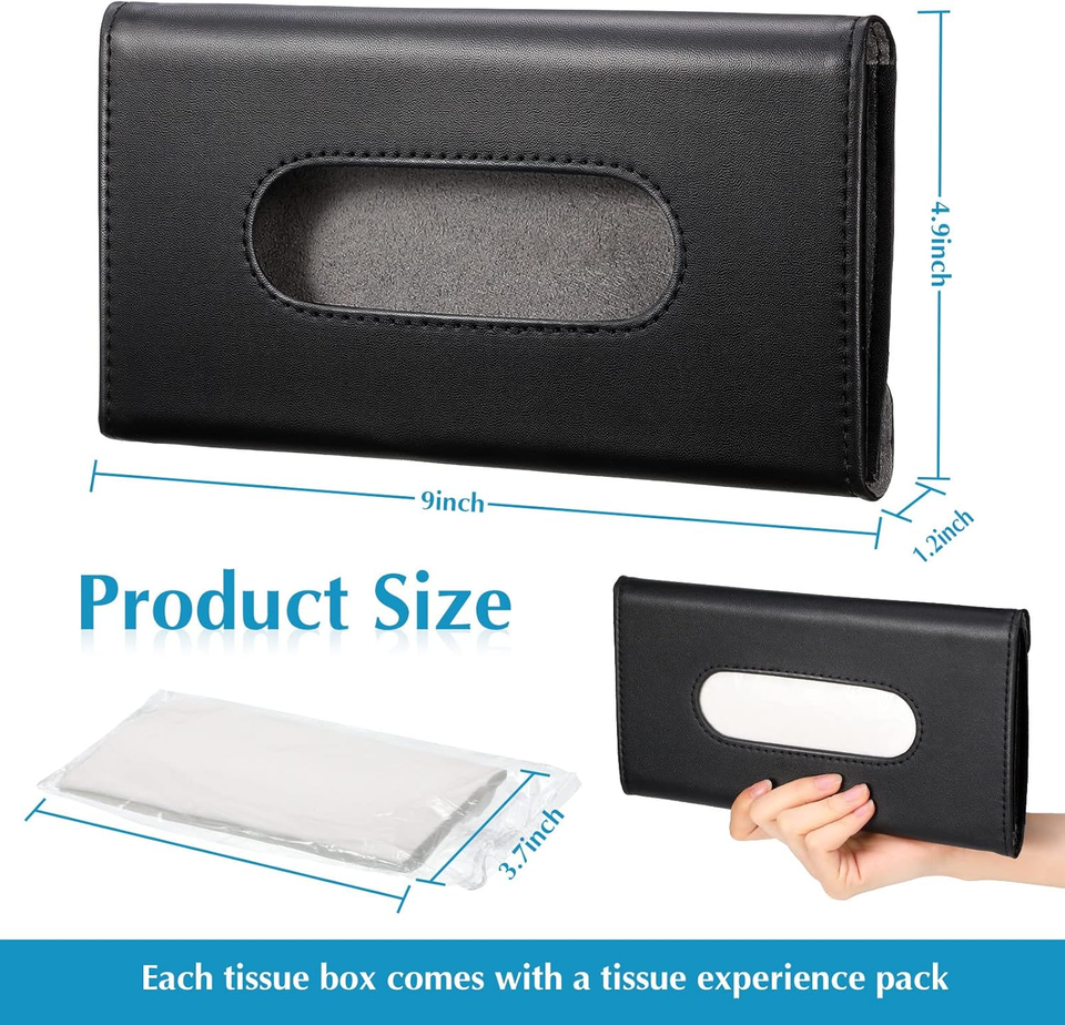 2 Pcs Car Tissue Mask Holder Sun Visor Car Napkin Holder PU Leather Car ...