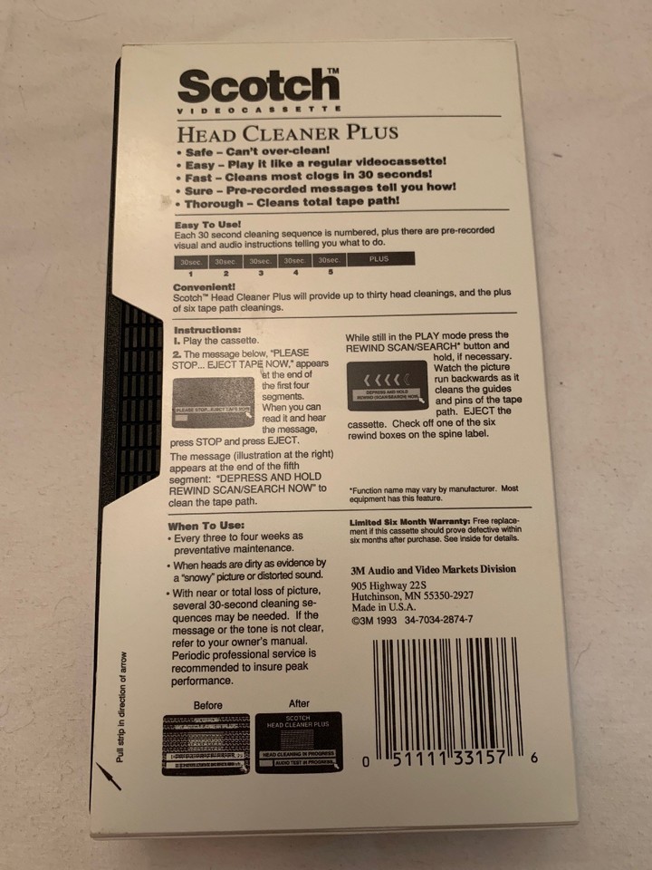 Scotch VCR Head Cleaner Plus | eBay