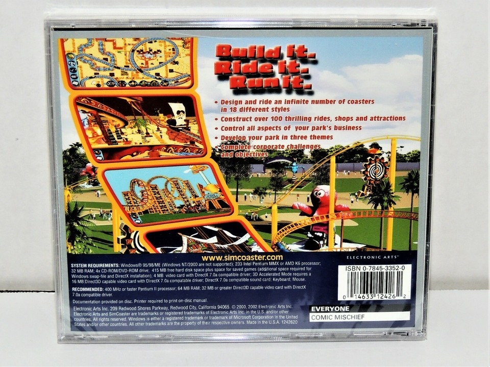 NEW & SEALED Sim Coaster EA Computer Game CD ROM Design Ride Develop ...