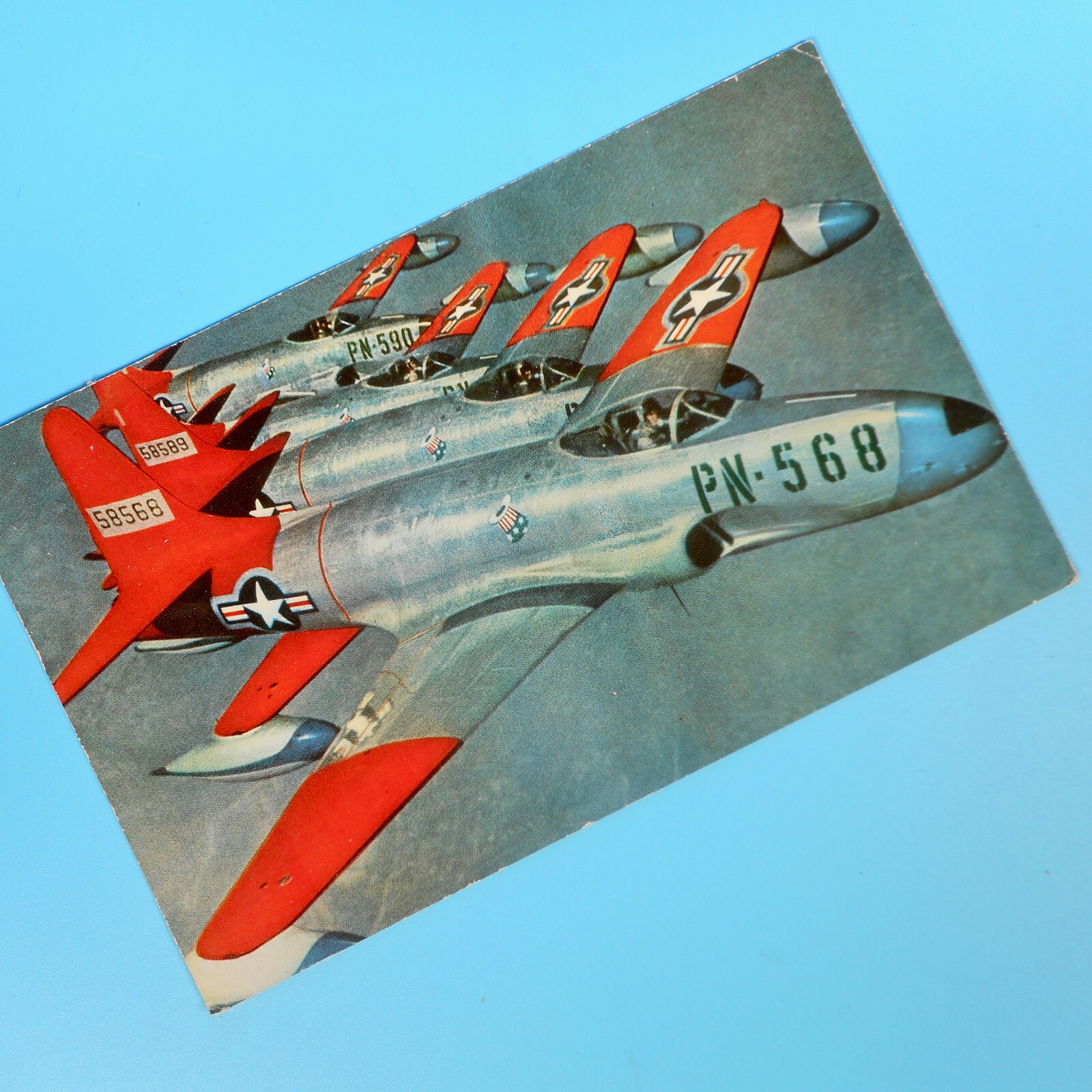VTG Postcard USAF Shooting Stars Lockheed F-80 Jet Airplane Flying ...