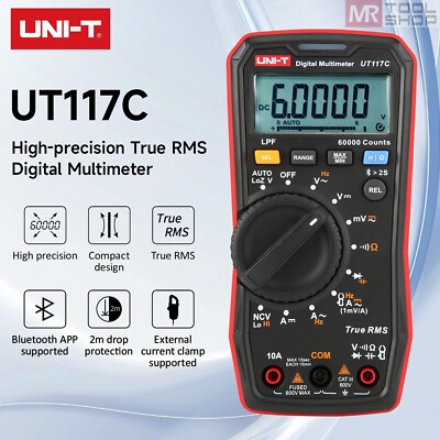UNI-T UT117C True RMS Multimeter Digital 60K Bits AC DC Bluetooth LoZ ...