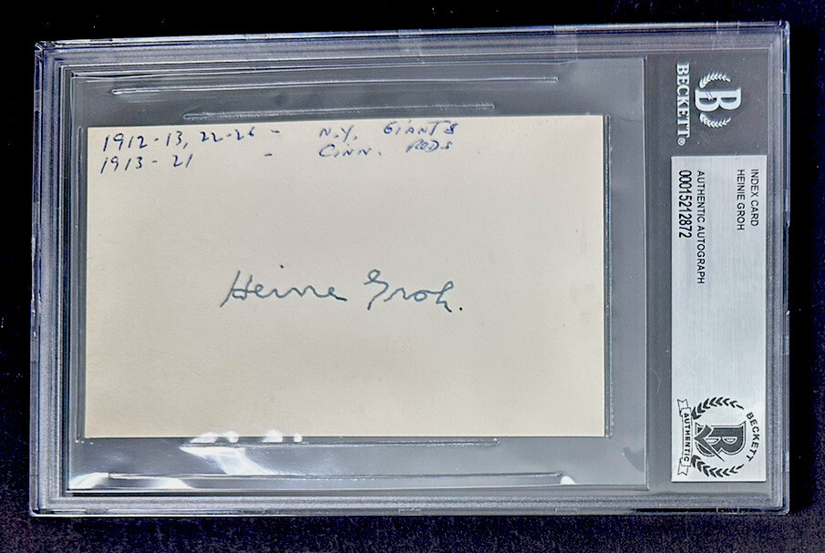 Heinie Groh Signed Index Card Rare 1919 Cincinnati Reds 2X WS Champ ...