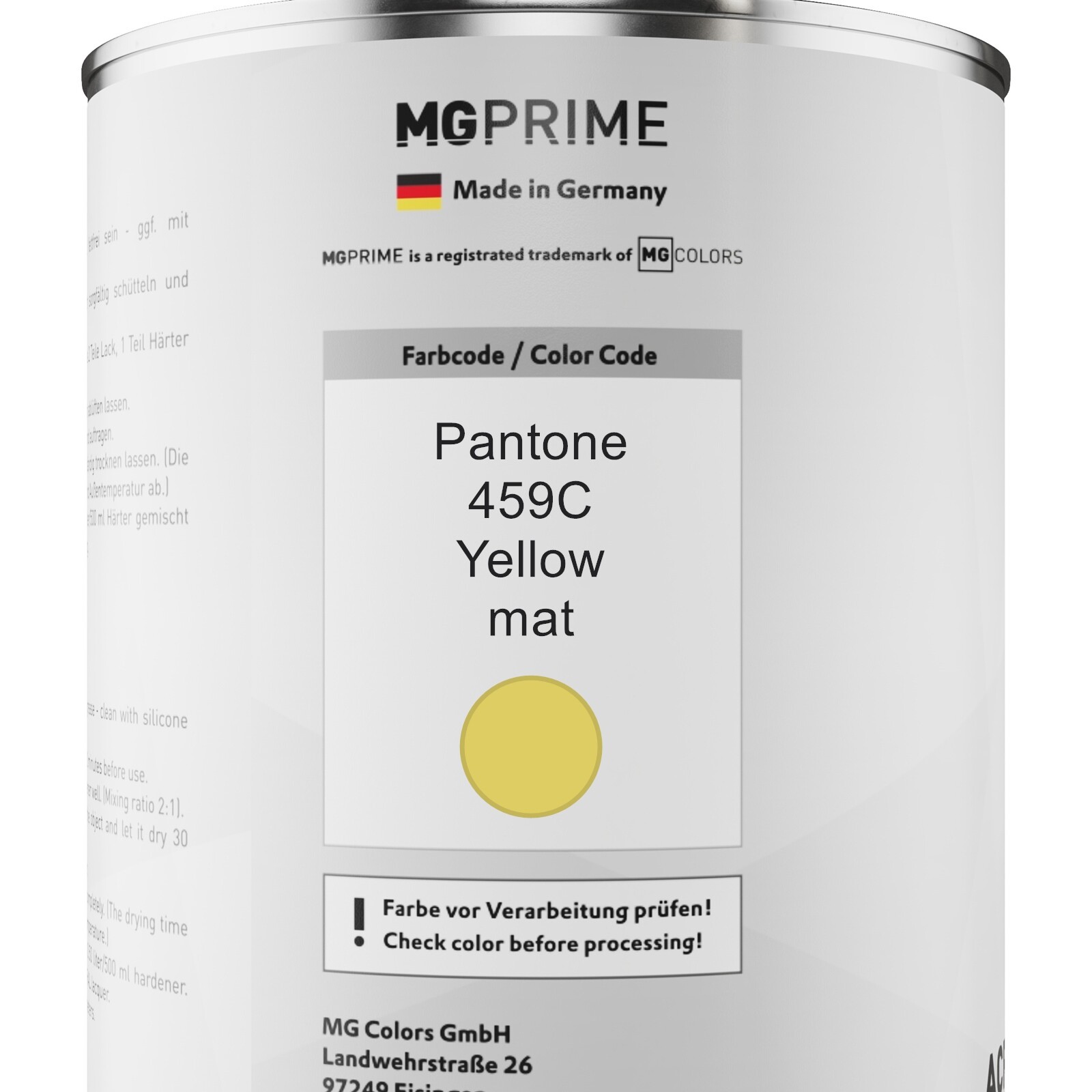 Pantone 459C Yellow mat peinture acrylique 1,5 Litres 1500 ml ...