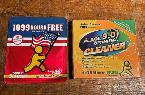 AOL 9.0 Optimized CD 1099 Hours Free AOL Cleaner Discs Y2K Vintage ...