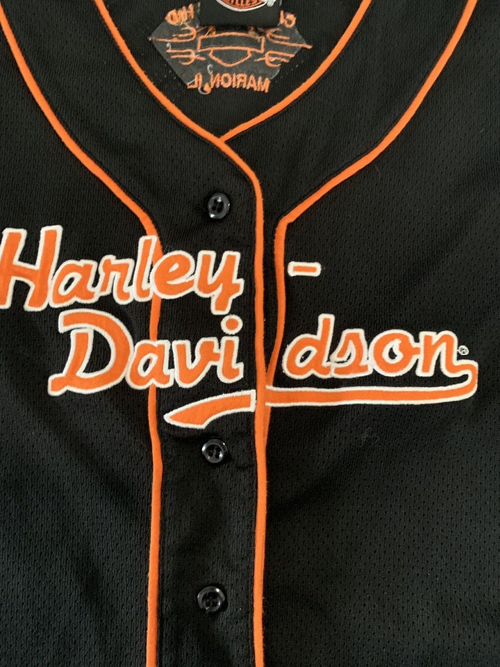 Harley Davidson Baseball Style Jersey Kids Large 16 18 Fully Stitched L ...