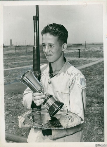 1937 Photo Gene Robertson Sub-Junior High Traps Shooter & Trophies ...