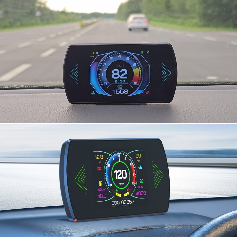 Universal OBD2 Digital LCD Speedometer MPH RPM Cars Odometer HUD Head ...