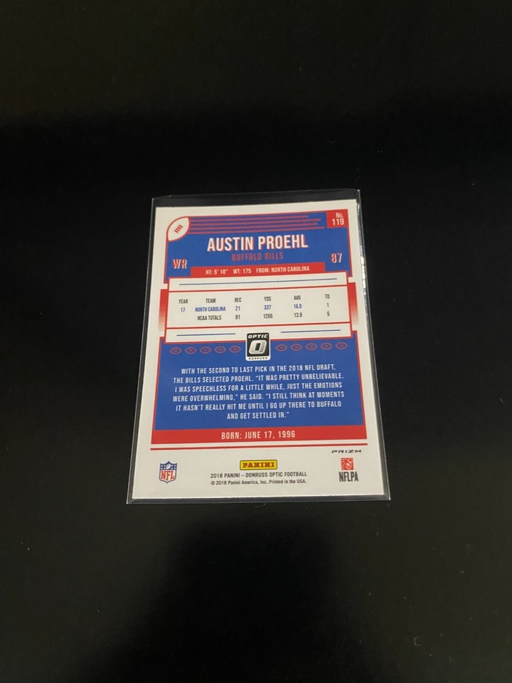 Austin Proehl 2018 Donruss Optic Silver Holo Prizm RC Bills 119 PWE | eBay