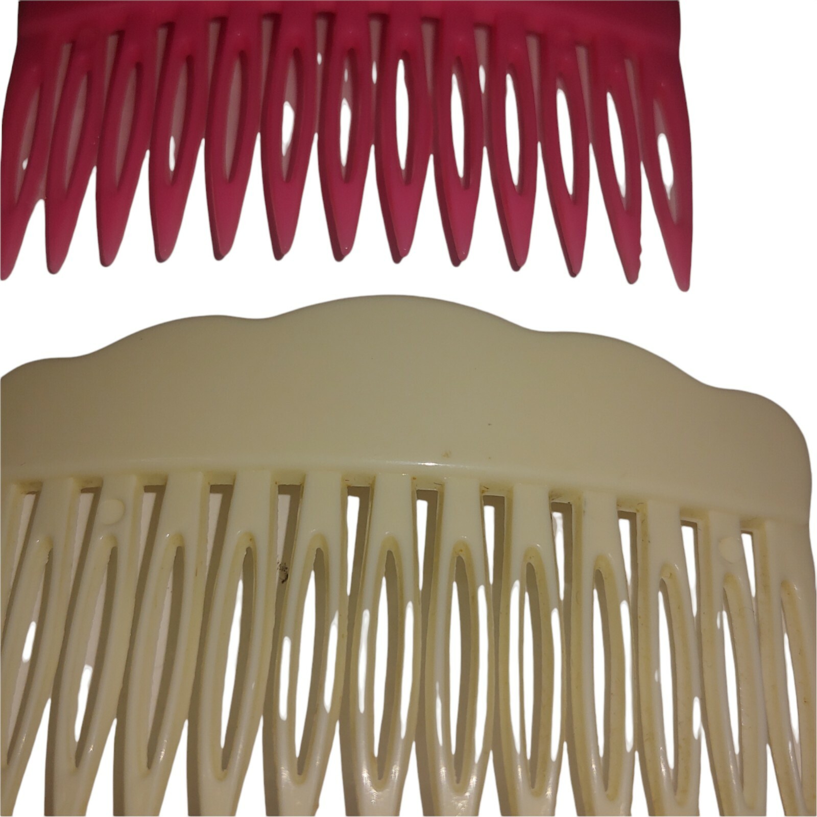 Vintage 80s Hair Combs Lot of 5 Plastic White Pink Yellow Green 3.25"x2 ...