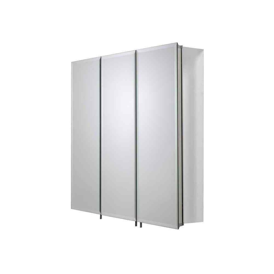 Frameless Tri-View Bathroom Medicine Cabinet with Beveled Mirror 30" W ...