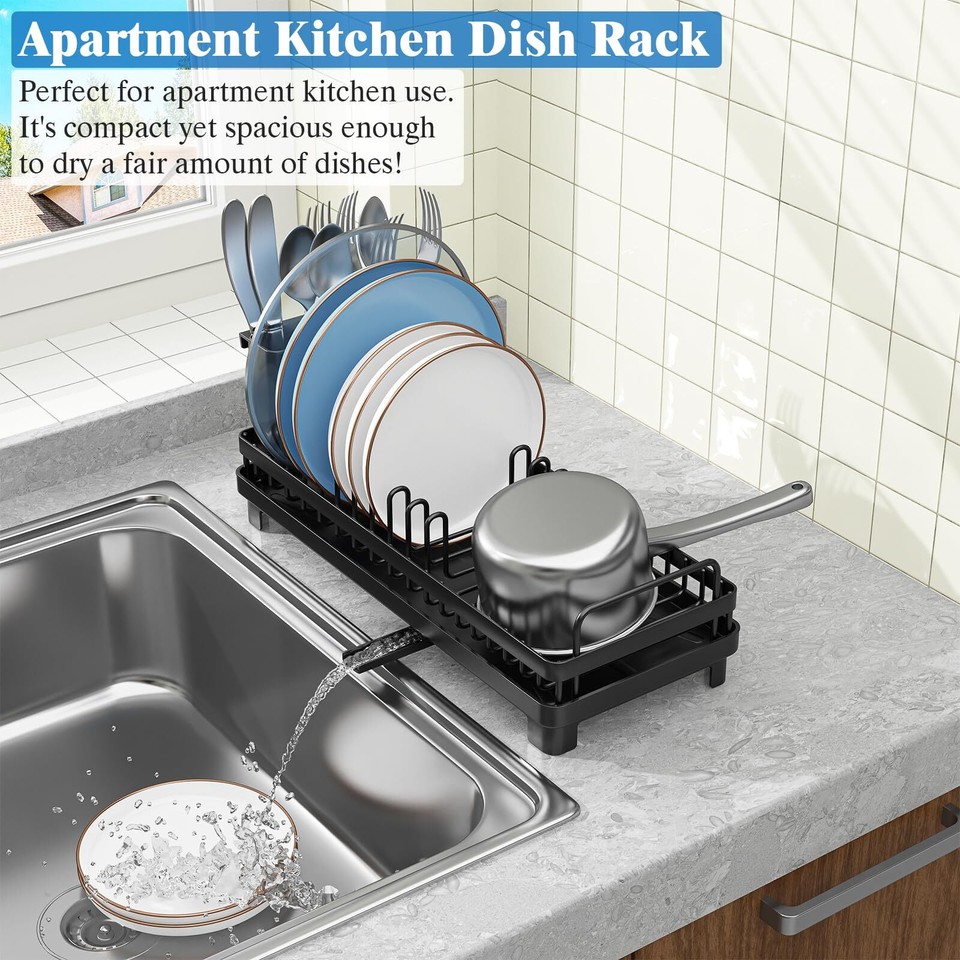 Small Dish Drying Rack Compact Sink Dish Drainer Plate Rack Organizer ...