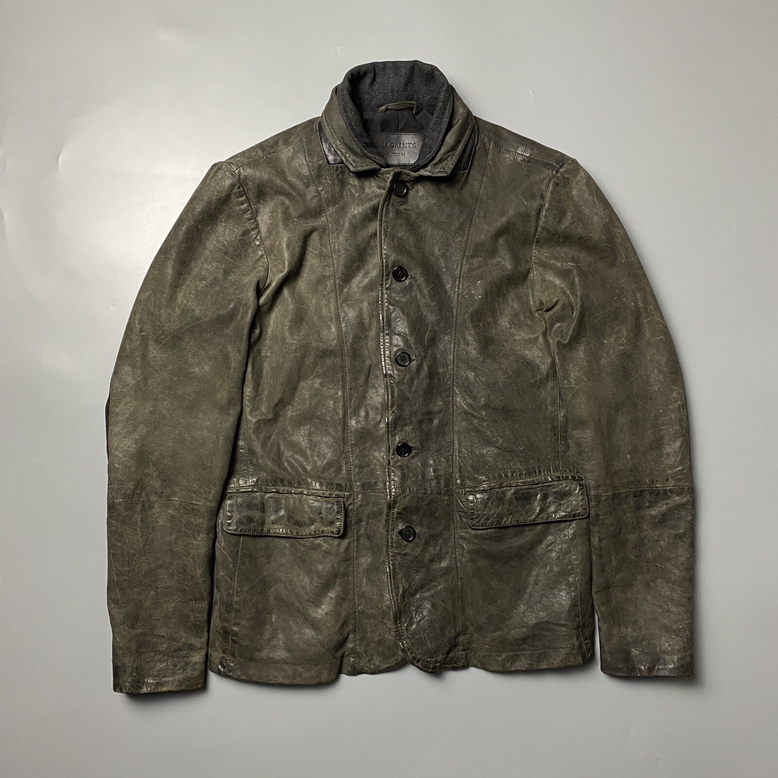all saints Survey leather jacket men Double Layered … - Gem
