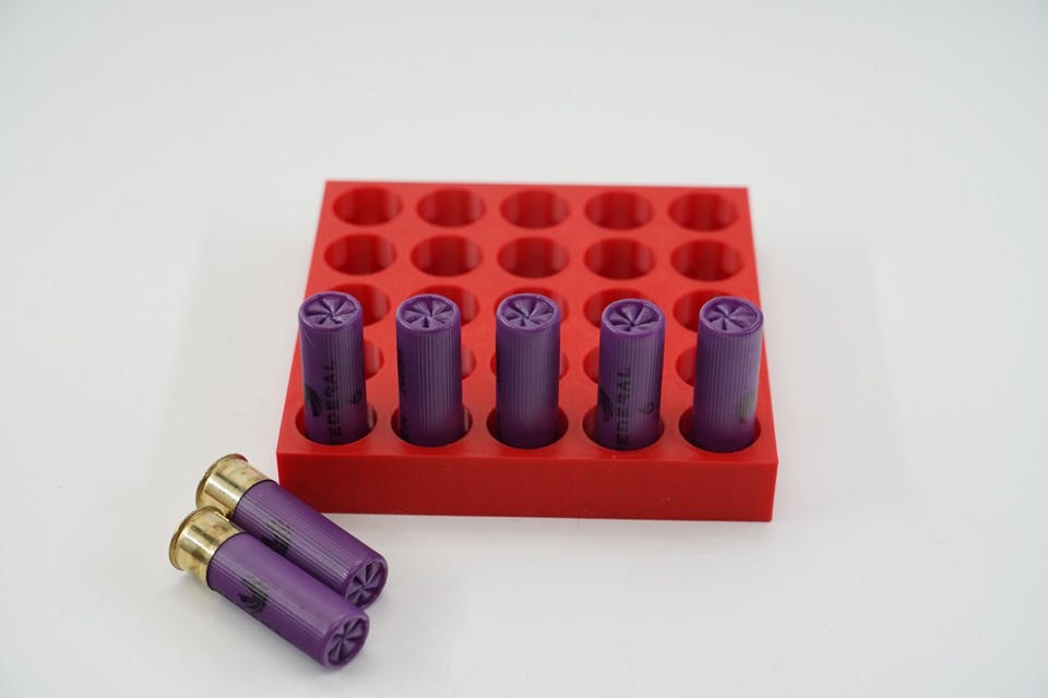 12 Gauge Shotgun Shell Reloading Block 25 Round Ammo Loader Holder Tray ...