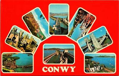 Postcard Conwy Wales - 8 photo multiview including river, bridge ...