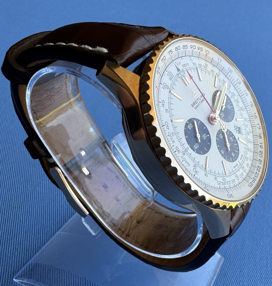 Breitling Navitimer. Box, Rose Gold. 46m. Panda dial. Box, Manual ...