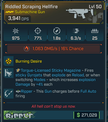 Borderlands 4 • Legendary Guns • Hellfire Ripper SMG • Lvl 50 • PS PC ...