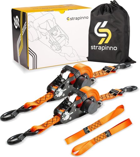 2Pcs Retractable Ratchet Tie-Down Straps with Safety S Hooks & Soft ...