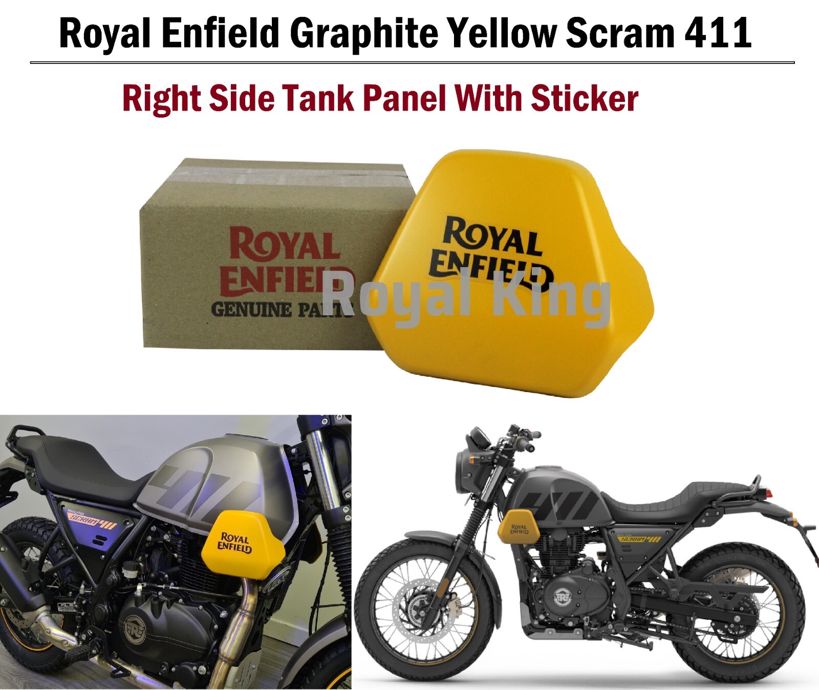 Royal Enfield "Graphite Yellow Scram 411" "Side Tank Panel With Sticker ...