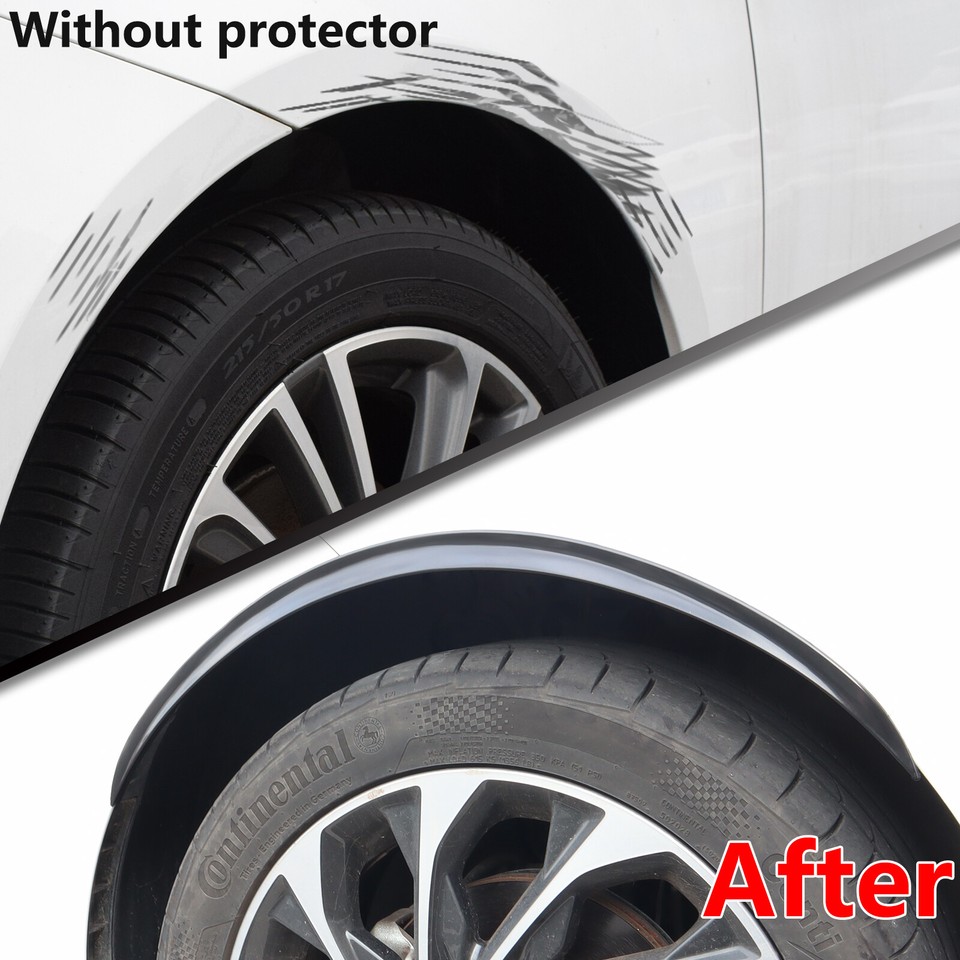 2PCS Pure Black Car Wheel Eyebrow Arch Trim Lips Strip Fender Flare ...