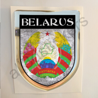 Belarus Sticker Coat of Arms Resin Domed Stickers Flag Grunge 3D ...