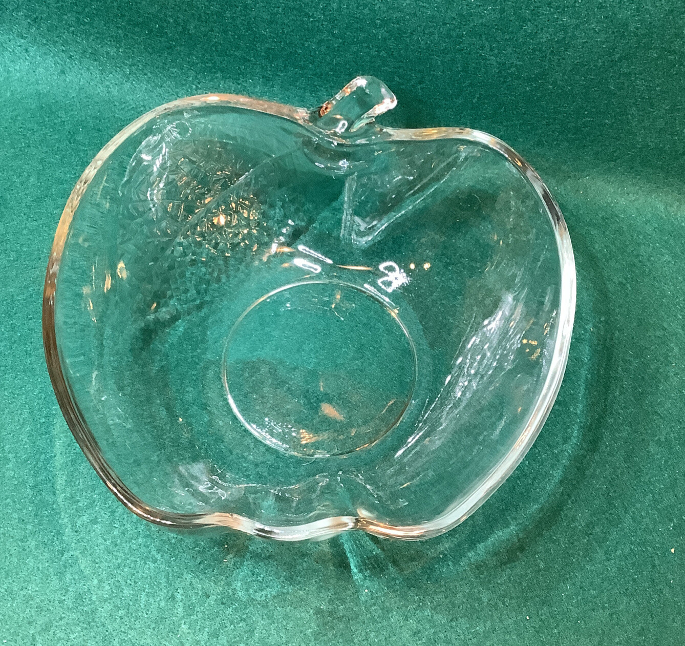 Apple Shaped Glass Dish Clear with Textured Leaf ~ KIG Indonesia ~ | eBay