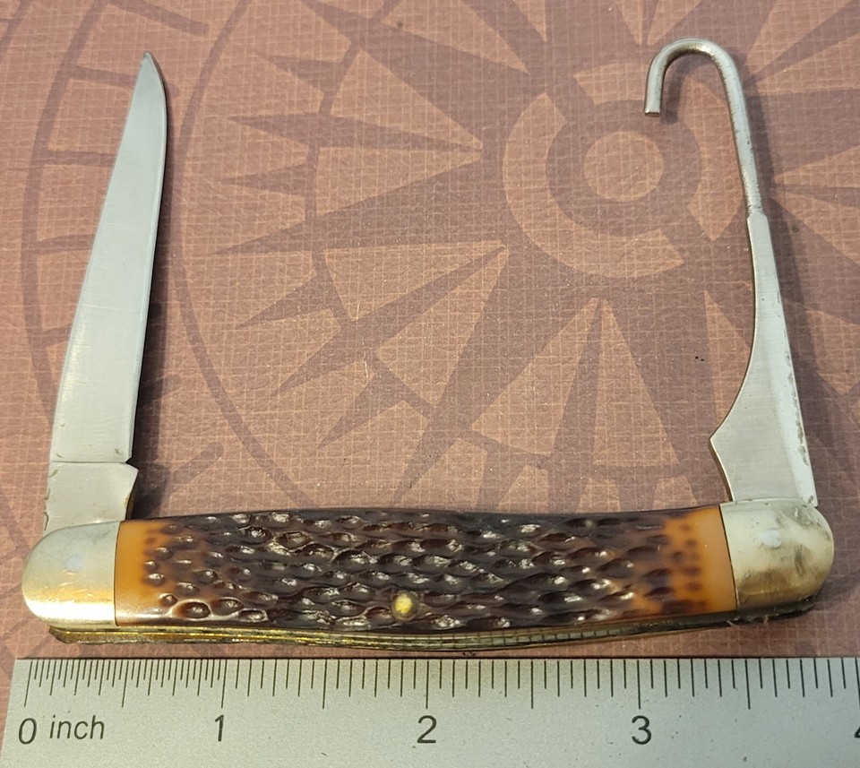 WESTERN Dunn's BIRDs Knife Made In USA Bird Hook Blade Jigged DELRIN ...