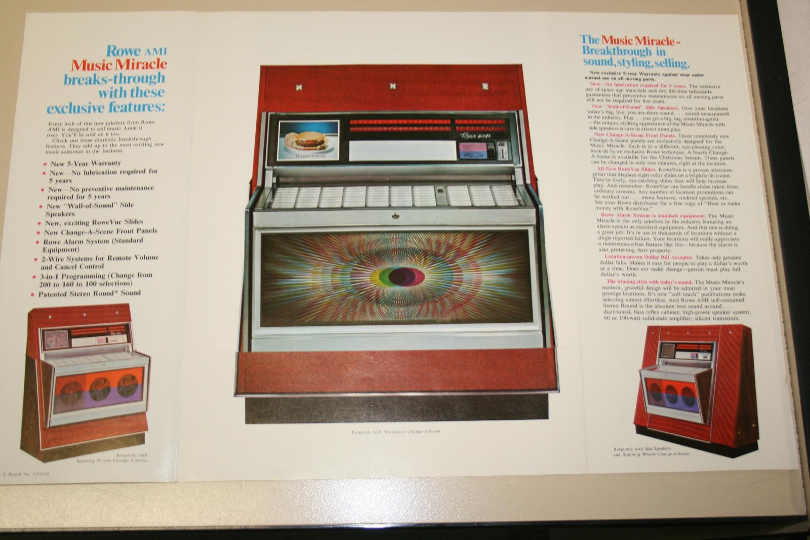 Original Rowe-AMI MM-3 Music Miracle 1968 juke box jukebox Flyer ...