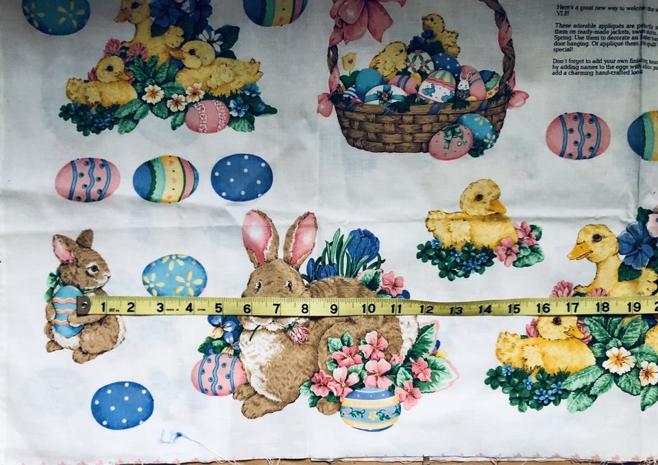 VTG Spring Fever Easter Appliqué Panel by VIP Baskets Bunnies Ducks ...