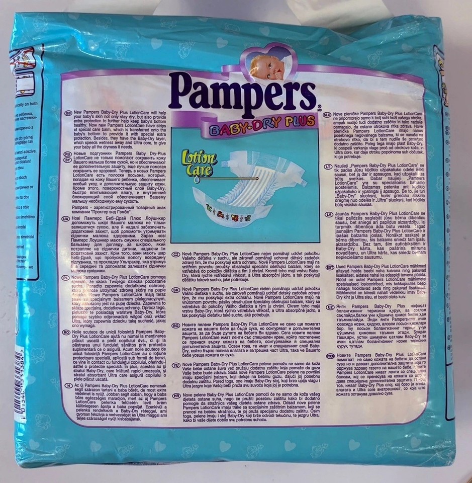 Vintage Diapers Nappies Couche Windeln Pampers Baby Dry 1999 Plastic ...