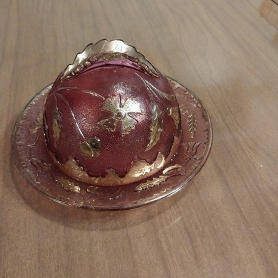 Delaware glass cranberry butter dish | eBay