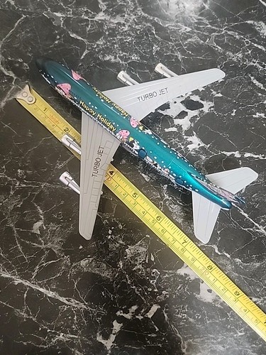 Diecast Airplane Boeing 747 Turbo Jet Friction Toy Happy Holidays Doors ...