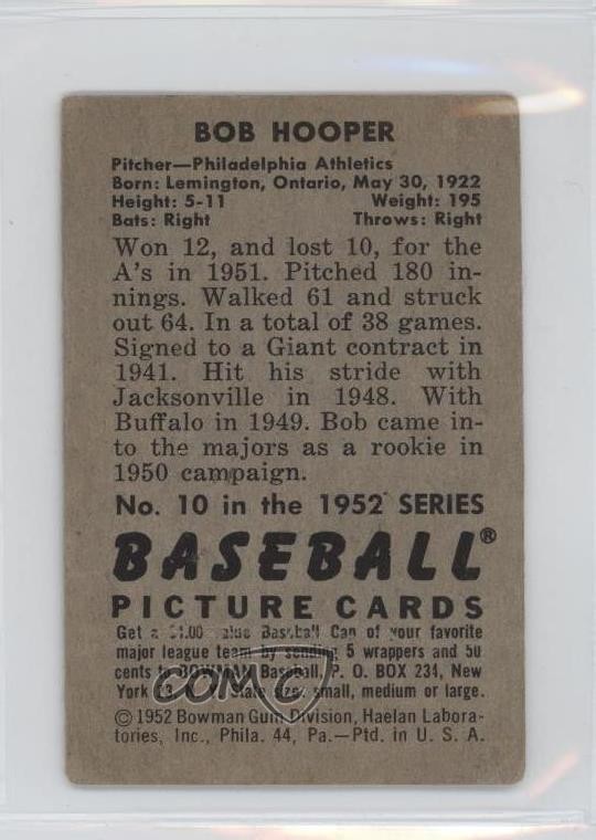 1952 Bowman Bob Hooper #10 | eBay