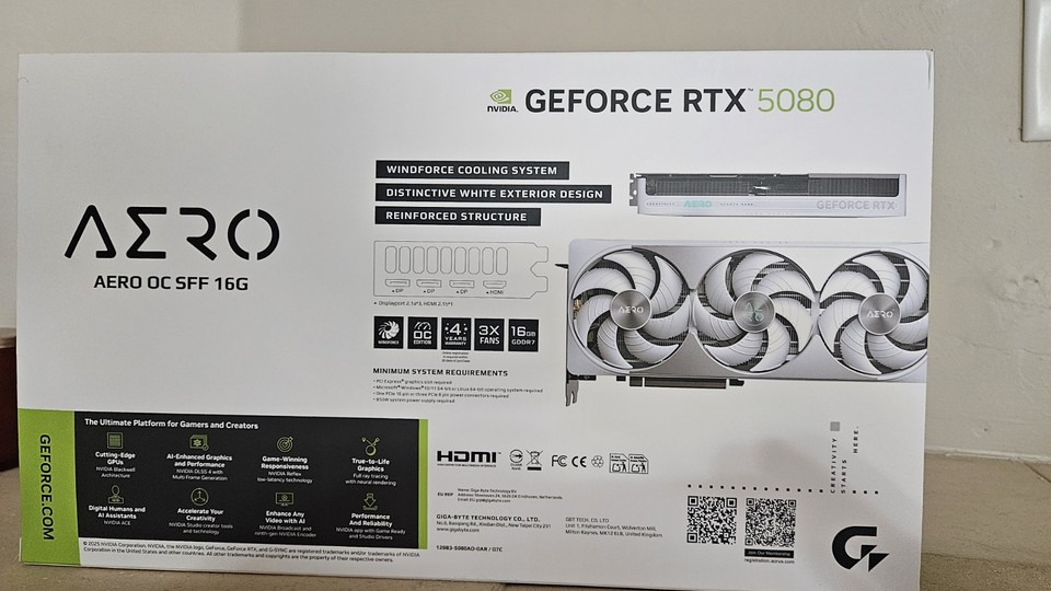 NEW GIGABYTE AERO GeForce RTX 5080 OC 16GB GDDR7 PCI 5.0 Graphics Card ...
