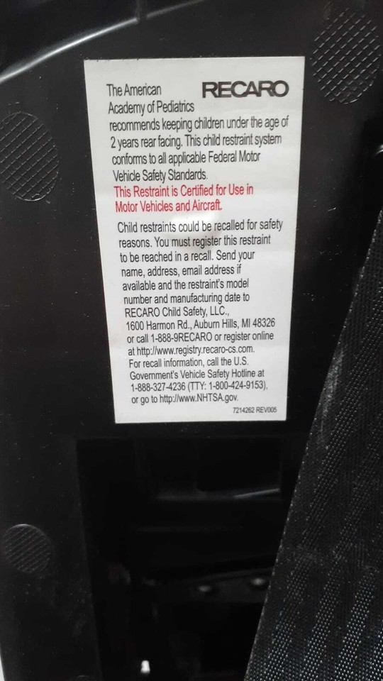 Recaro Baby Child Toddler Car Seat Strap Security Safe Latch ...