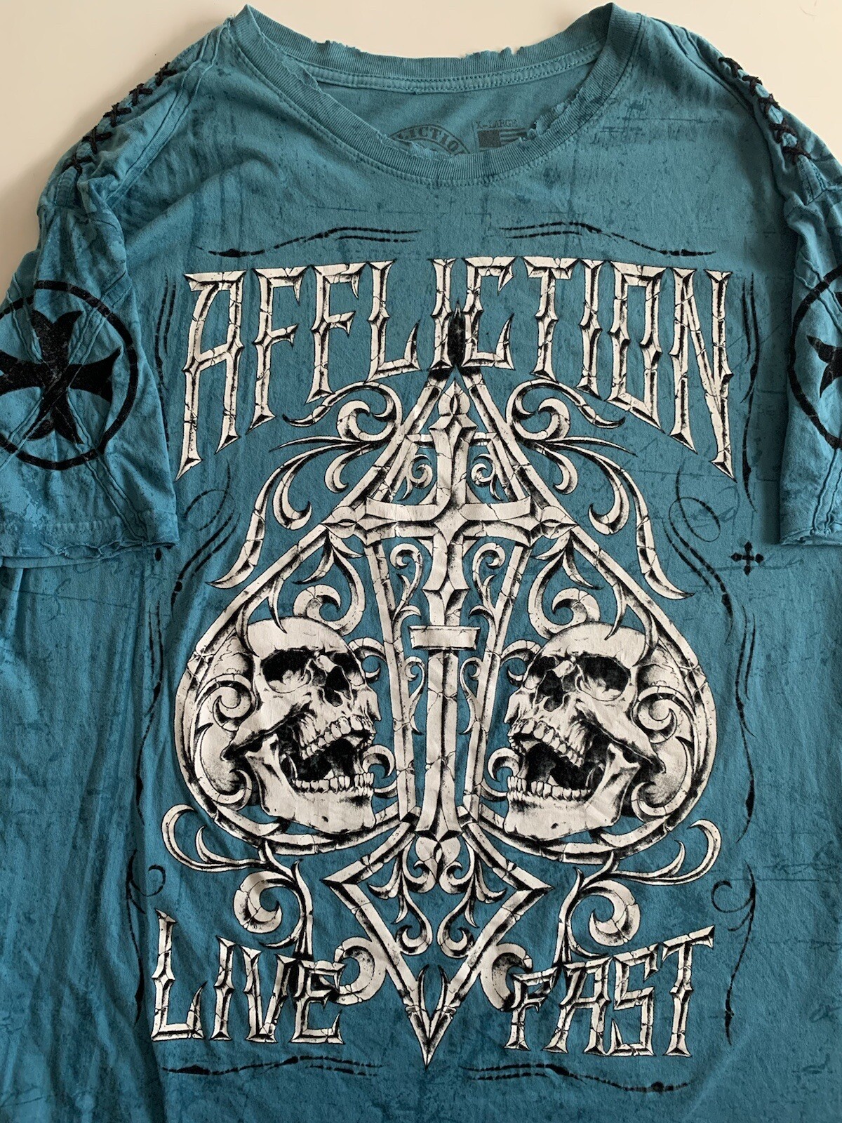 Affliction Live Fast Skulls MMA UFC Jiu Jitsu T Shirt Size XL X-Large ...