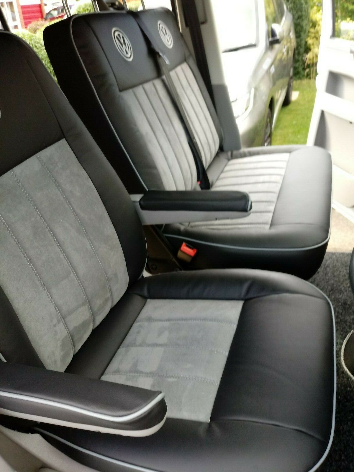 VW TRANSPORTER FITS T5.1 SEAT COVERS 1 CAPTAIN 1 DOUBLE LEATHER TOP ...