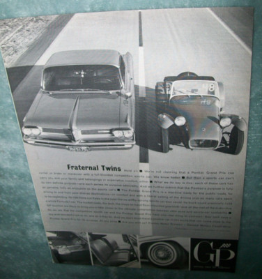 1962 62 Pontiac Grand Prix mid-size-mag car ad w/ racer -"Fraternal ...