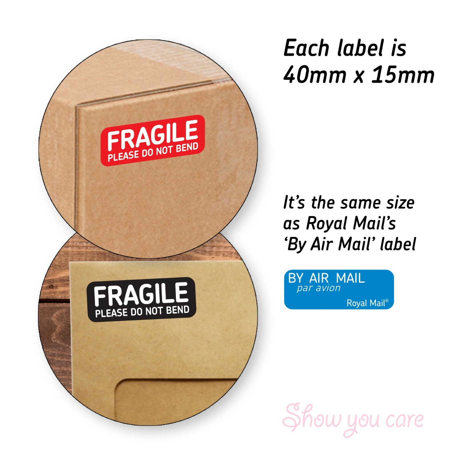 100 x FRAGILE Labels PLEASE DO NOT BEND Stickers Sticky Self Adhesive ...