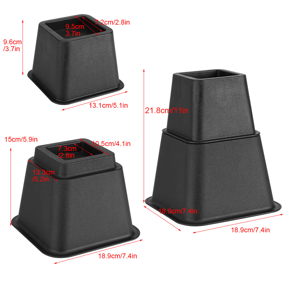 8pc/Set Heavy Duty Bed Riser Cone Chair Furniture Rubber Lifter Feet ...