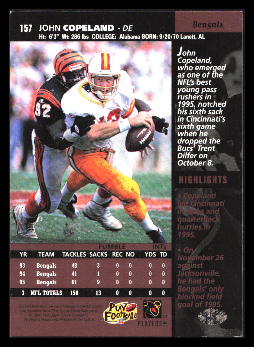 1996 Upper Deck #157 John Copeland Football Card | eBay