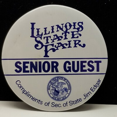 VTG 80s Illinois State Fair Senior Guest Sec Of State Jim Edgar Pin ...