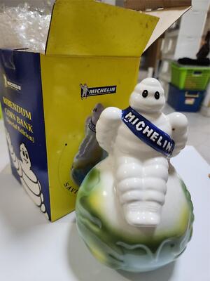 Malaysia Michelin Bibendum Ceramic Cute World Globe Coin Bank in box | eBay