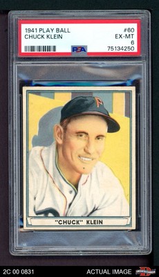 1941 Play Ball #60 Chuck Klein Phillies HOF PSA 6 - EX/MT | eBay