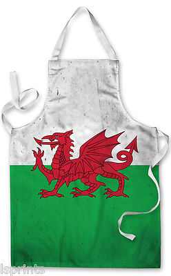 Splashproof Novelty Apron Welsh Grunge Cooking Painting Art Kitchen BBQ ...