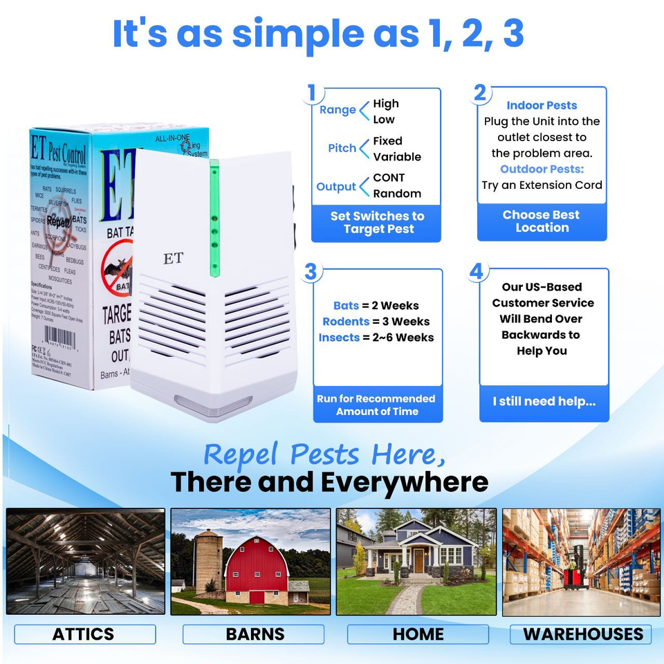 ET Pest Control (Bat Targeting System) | Bat Repellent in Attic | eBay
