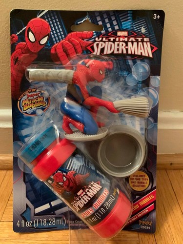 Marvel Ultimate Spiderman Dip N Blow Bubble w/ Spiderman Bubble Wand ...