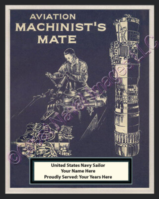 AVIATION MACHINISTS MATE Rate Print 2 Personalized on Canvas US Navy ...