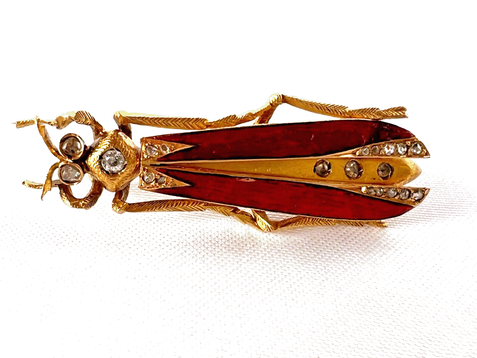 MAGNIFICENT FRENCH 18K ENAMEL GOLD DIAMOND BUG BROOCH | eBay